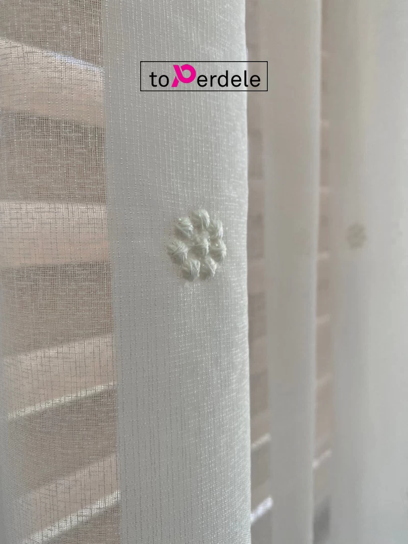 Perdele tulle brodate floricica ivoiry